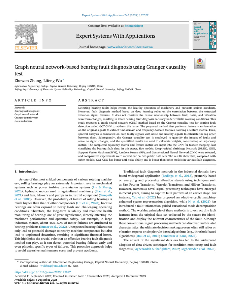 034-Graph Neural Network-Based Bearing Fault Diagnosis Using Granger Causality | PDF | Spectral ...