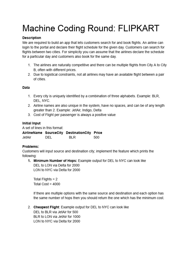 Machine Coding Round - FLIPKART - SDE 2 | PDF | Delta Air Lines ...
