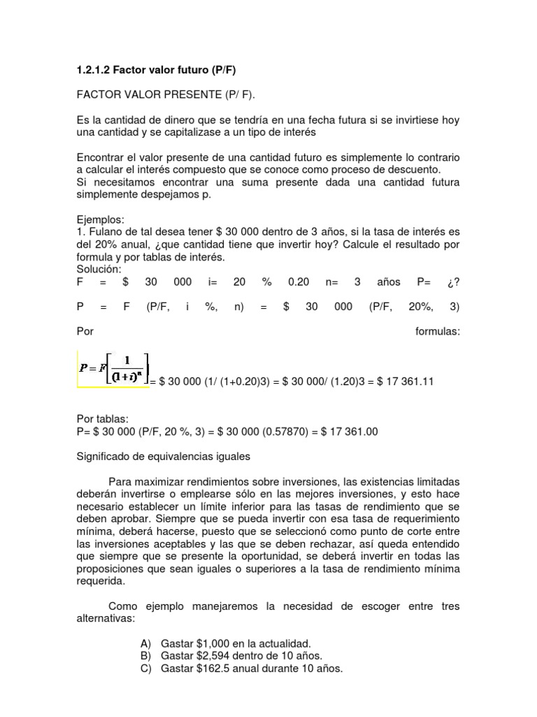 1.2.1.2 Factor de Valor Futuro PF | PDF | Euro | Tasas de interés