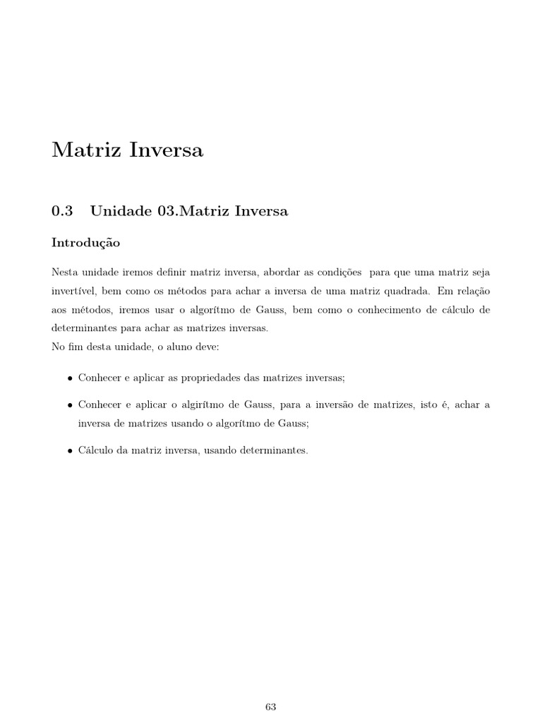 Cálculo da Matriz Inversa e Determinantes | PDF | Determinante | Matriz ...