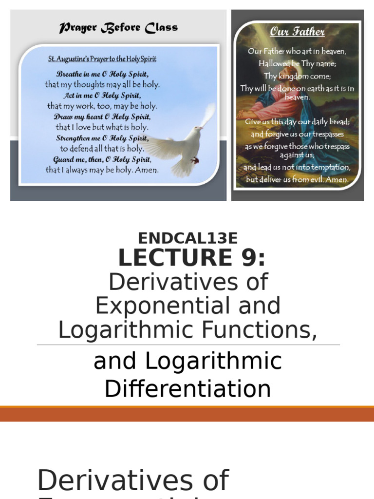 Derivatives of Exponential & Logarithmic Functions | PDF