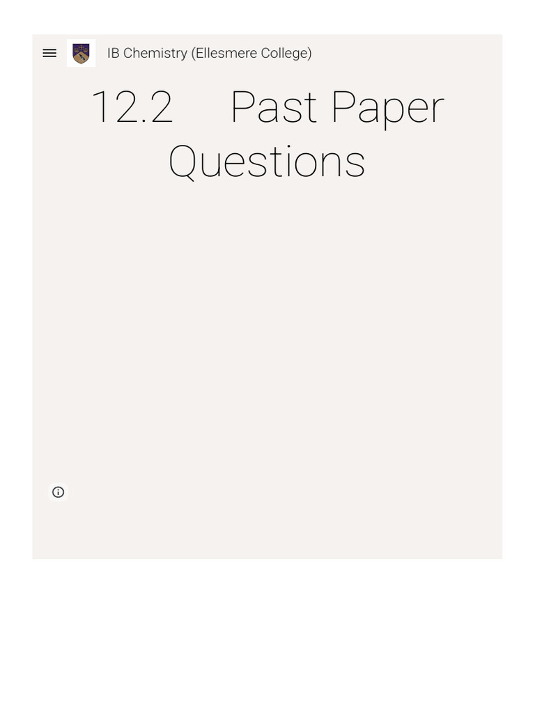 IB Chemistry Past Paper - Ellesmere College | PDF | Electron ...