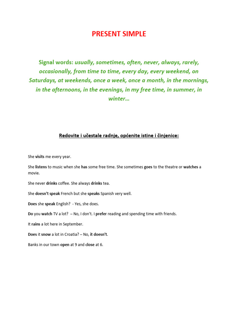 Present Tense Usage Guide | PDF