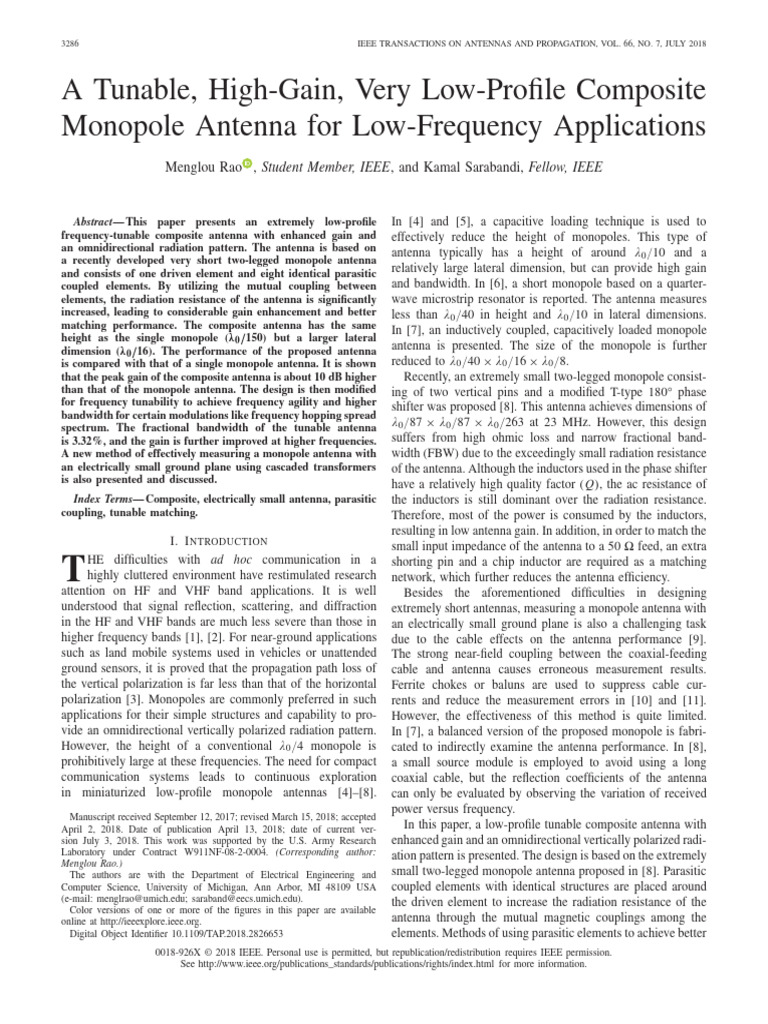 A Tunable High-Gain Very Low-Profile Composite Monopole Antenna For Low-Frequency Applications ...