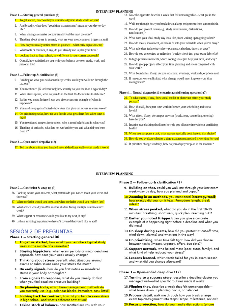 Effective Interview Questions for Time Management | PDF | Time ...
