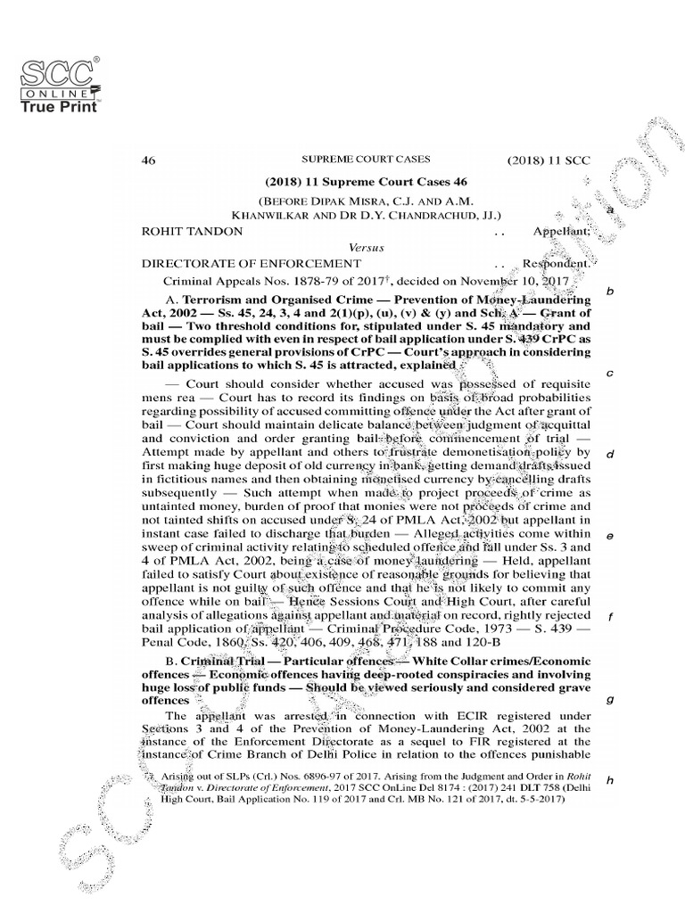 Rohit Tandon v. Directorate of Enforcement | PDF | Courts | Government ...