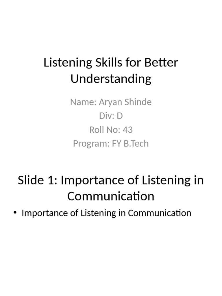 Enhancing Listening Skills Guide | PDF