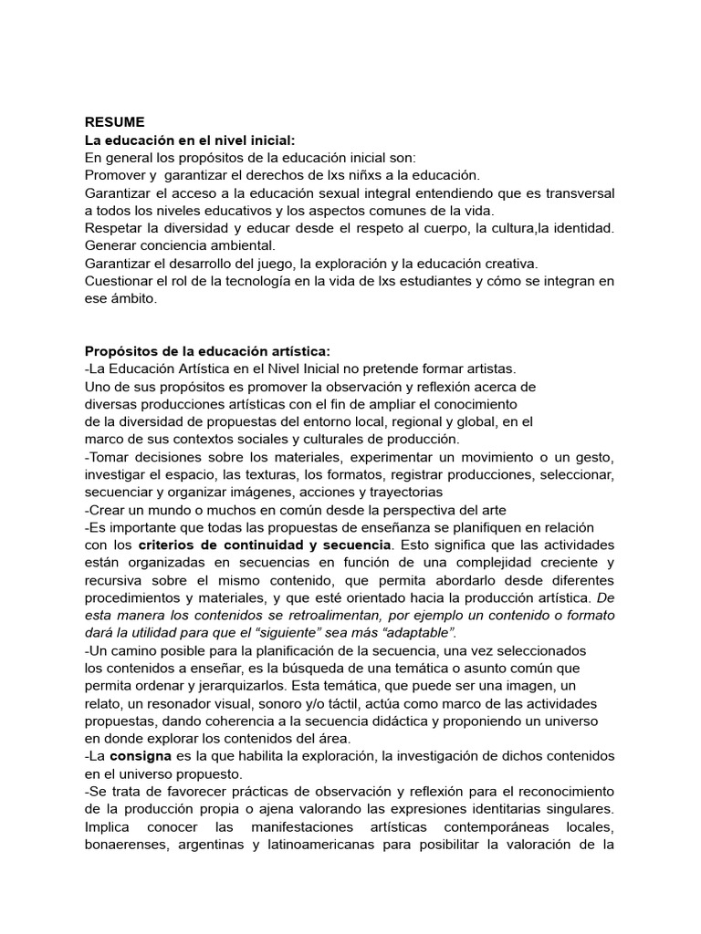 Educación Artística en Nivel Inicial | PDF | Educación de la primera ...