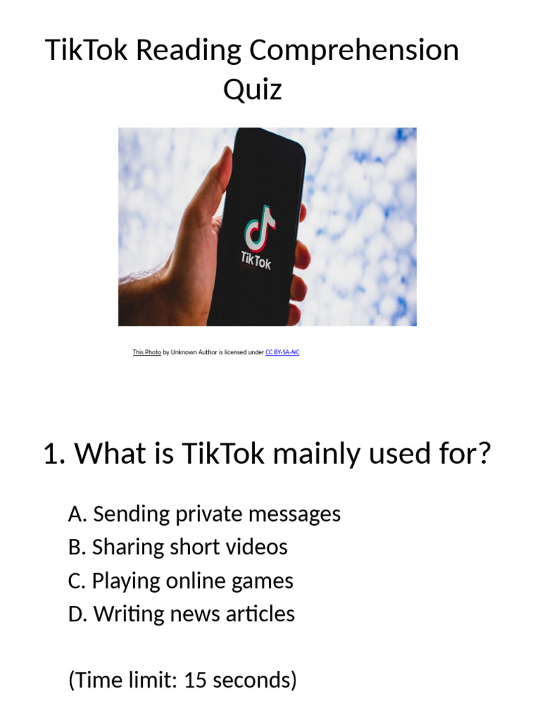 TikTok Reading Comprehension Quiz TERM 4 | PDF