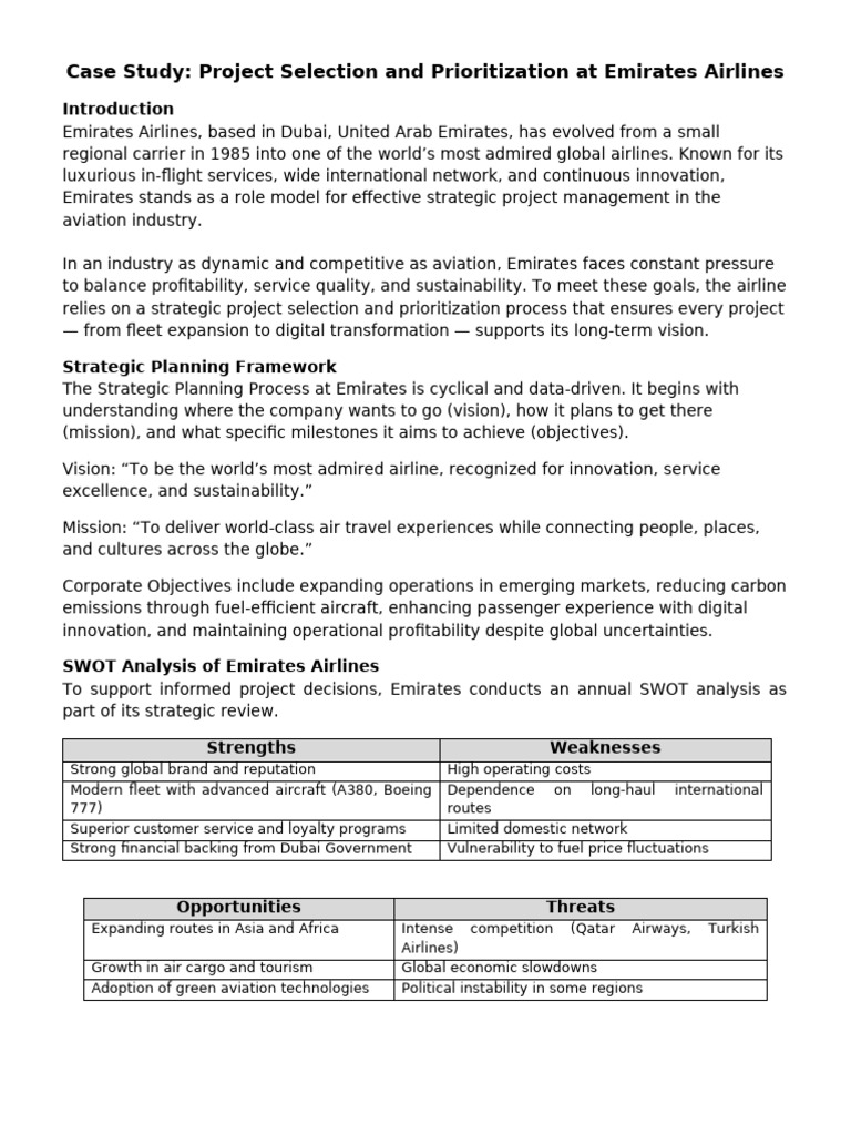 Emirates Airlines Project Prioritization Guide | PDF | Emirates ...