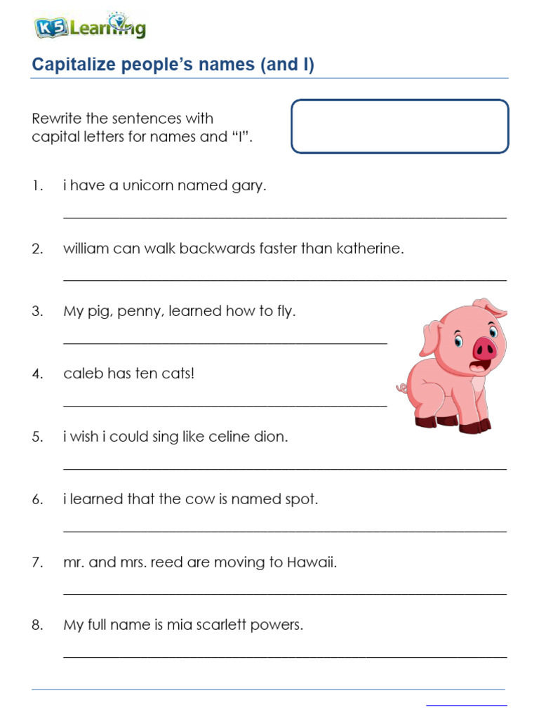 Grade 2 Capitalize Names B | PDF