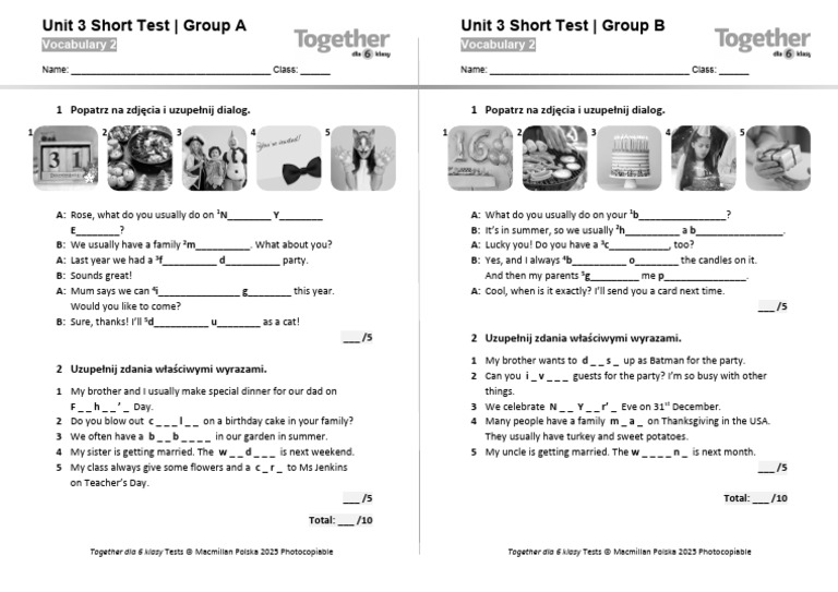 Unit 3 Vocabulary Test for Grade 6 | PDF