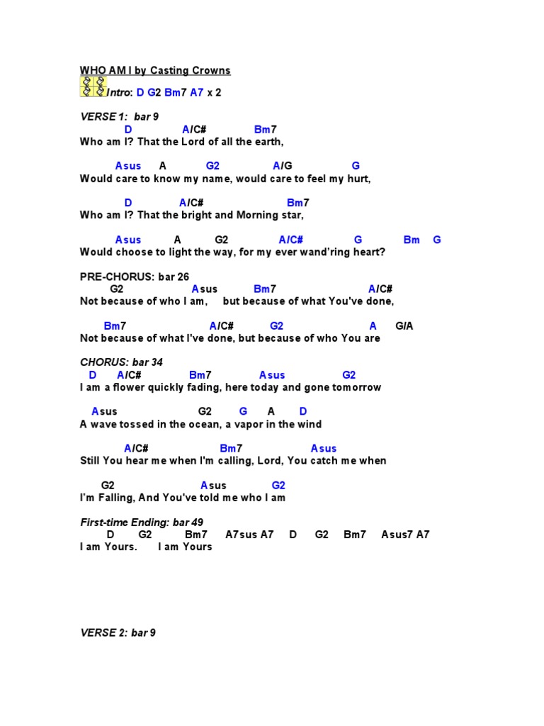 Who Am I Key D Chords | PDF | Art
