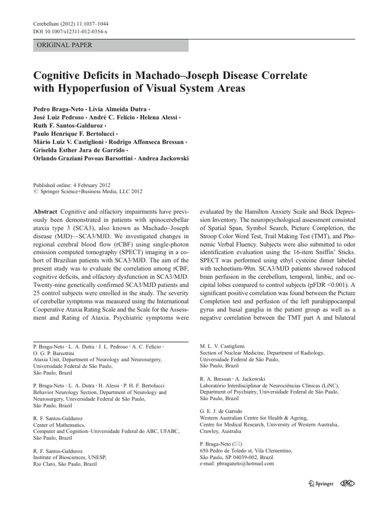 Cognitive Deficits in Machado-Joseph Disease Correlate With ...