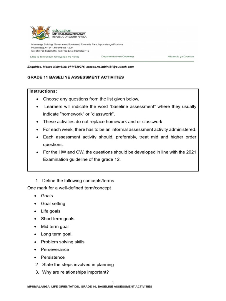 Grade 10 Life Orientation Assessment Guide | PDF | Vocational Education ...