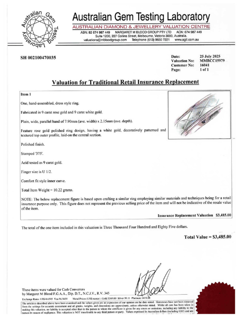 Clean Valuation Certificate 002100470035 | PDF