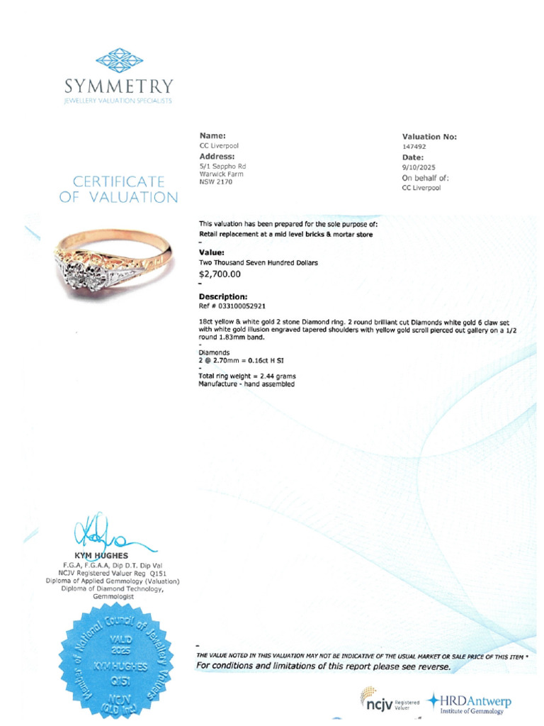 Clean Valuation Certificate 033100052921 | PDF