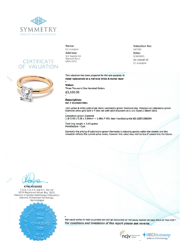 Clean Valuation Certificate 052900075881 | PDF