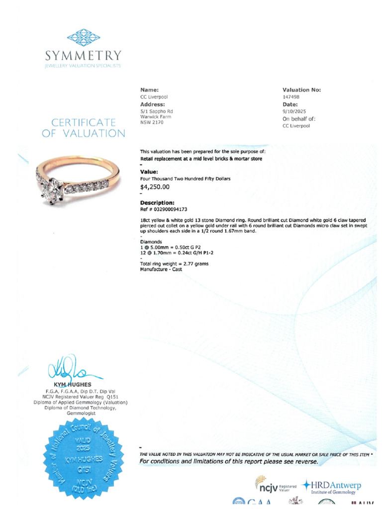 Clean Valuation Certificate 032900094173 | PDF