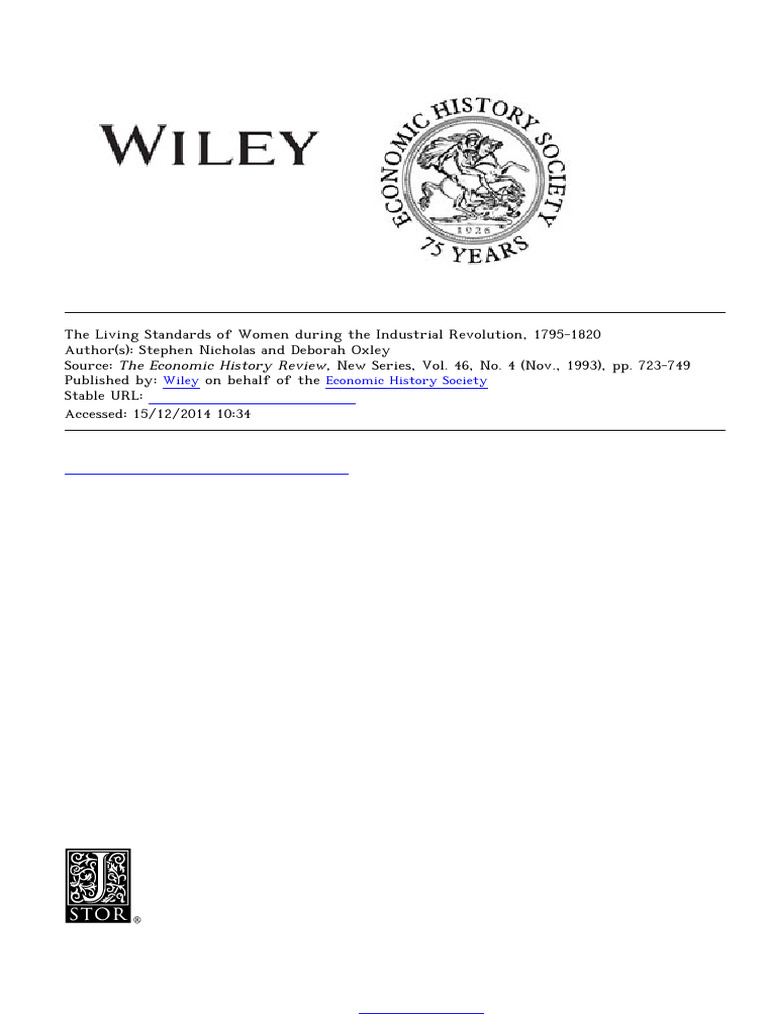 The Living Standards of Women During The Industrial Revolution, I795I ...
