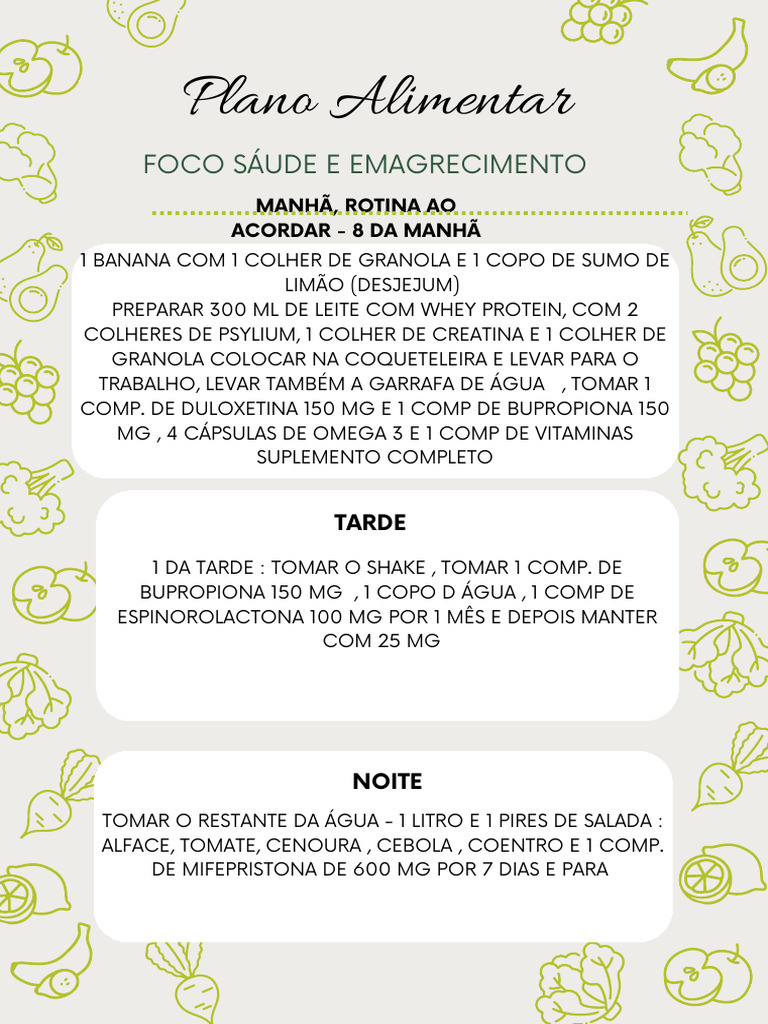 Plano Alimentar para Saúde e Emagrecimento | PDF