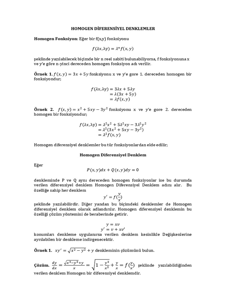 Homogen denklemler | PDF