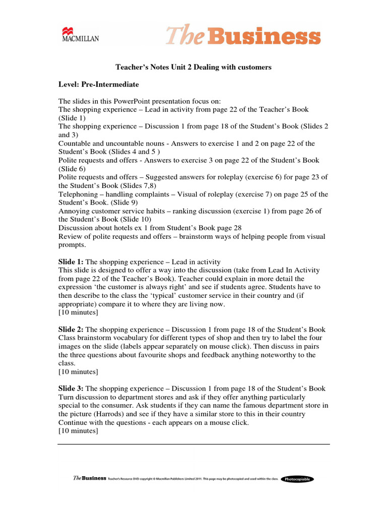 Teachers Notes BIZP Ppt2 | PDF