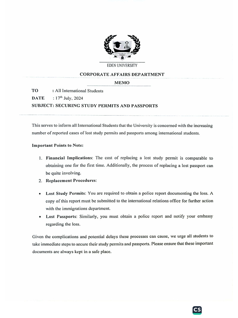 Notice (1) International Dept | PDF