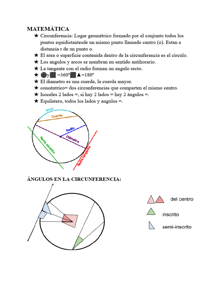 Matemática Circunferencia | PDF