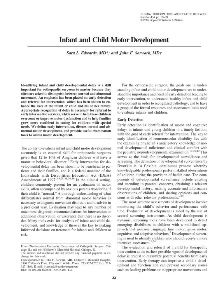 Infant and Child Motor Development | PDF | Anatomical Terms Of Motion ...