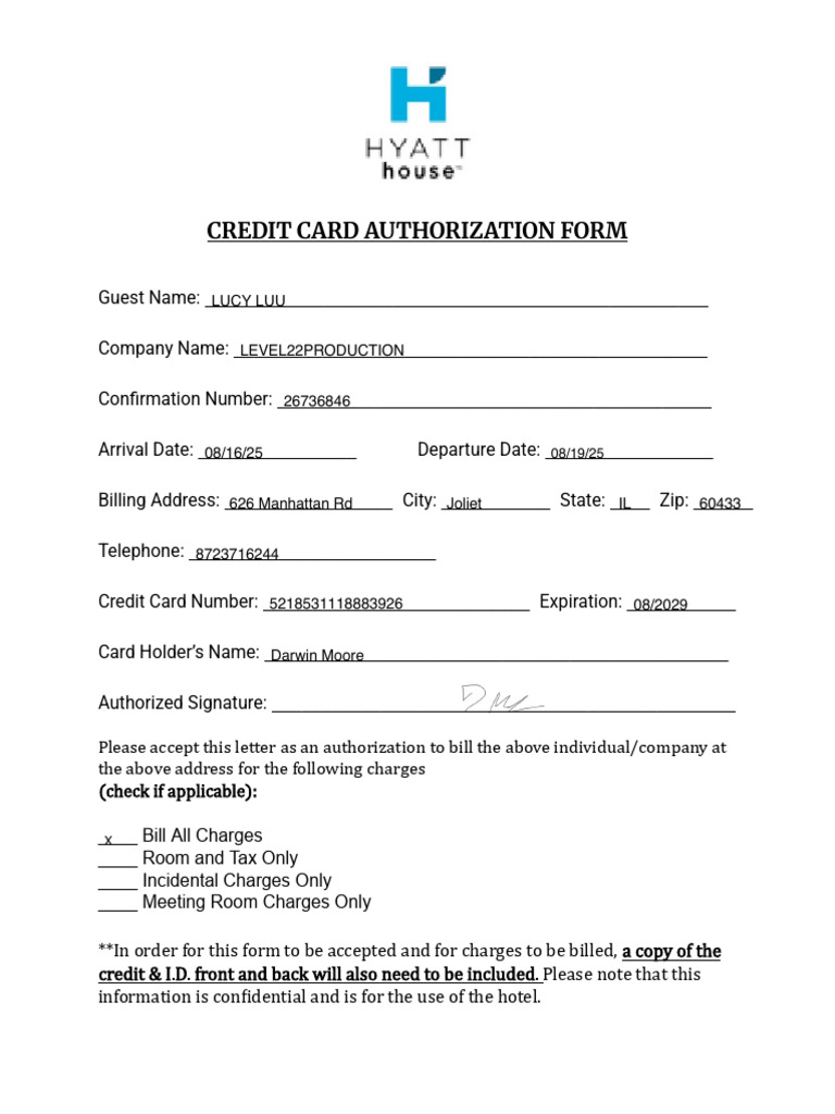 Credit Card Authorization Form | PDF