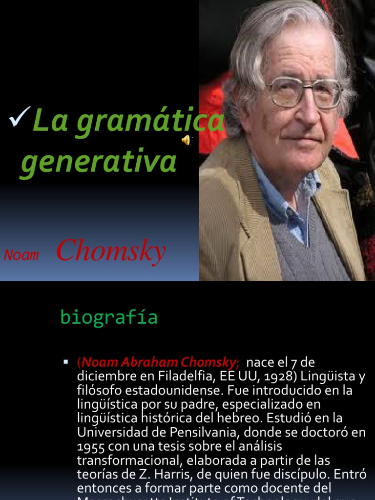 Gramatica Generativa Pres | PDF | Noam Chomsky | Mecánica del lenguaje