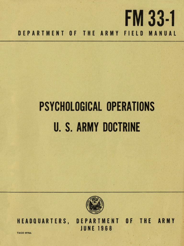 U.S. Army Psychological Operations Manual | PDF | Propaganda | Staff ...
