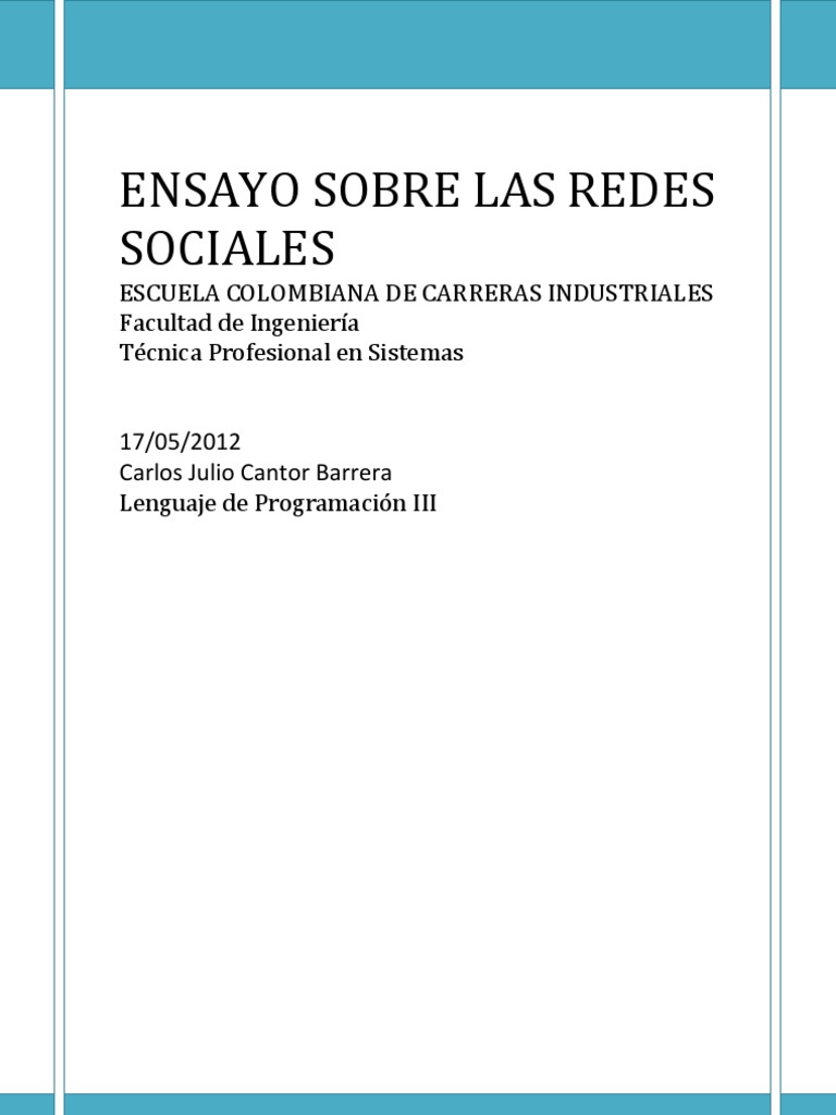 Ensayo Sobre Las Redes Sociales | PDF | Red social | Servicio de redes ...
