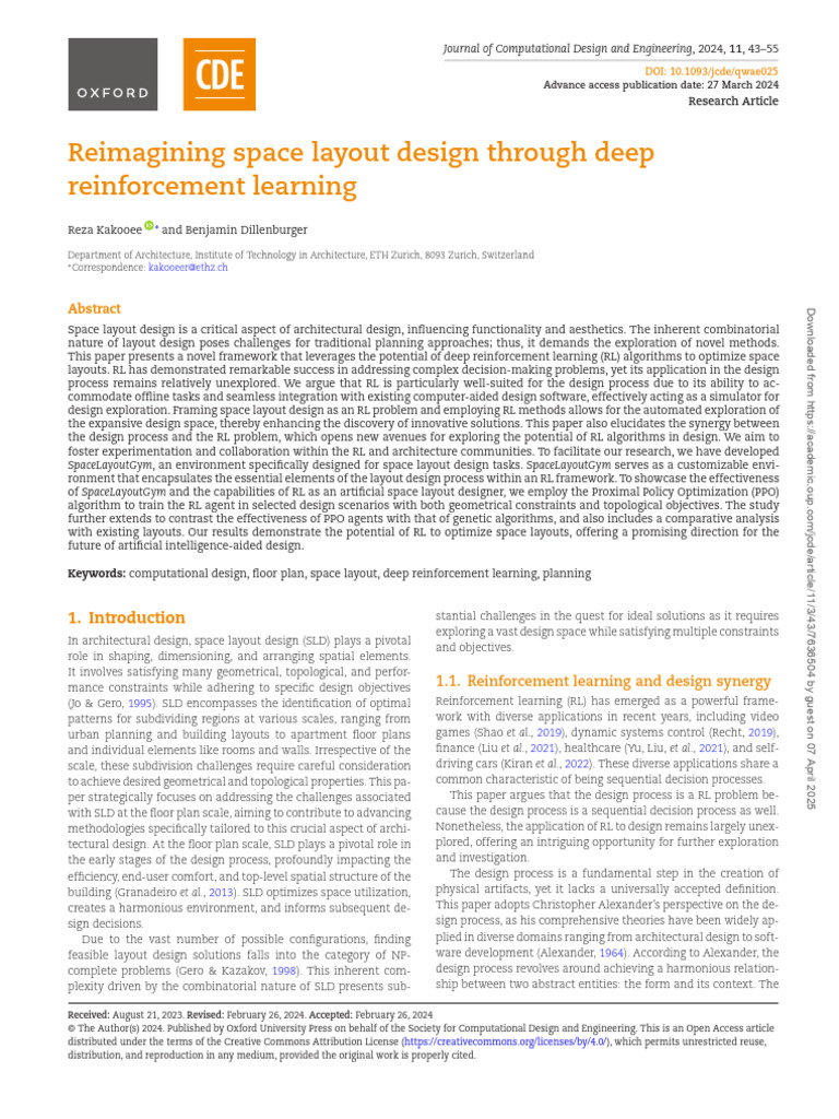 Deep Reinforcement Learning for Space Design | PDF