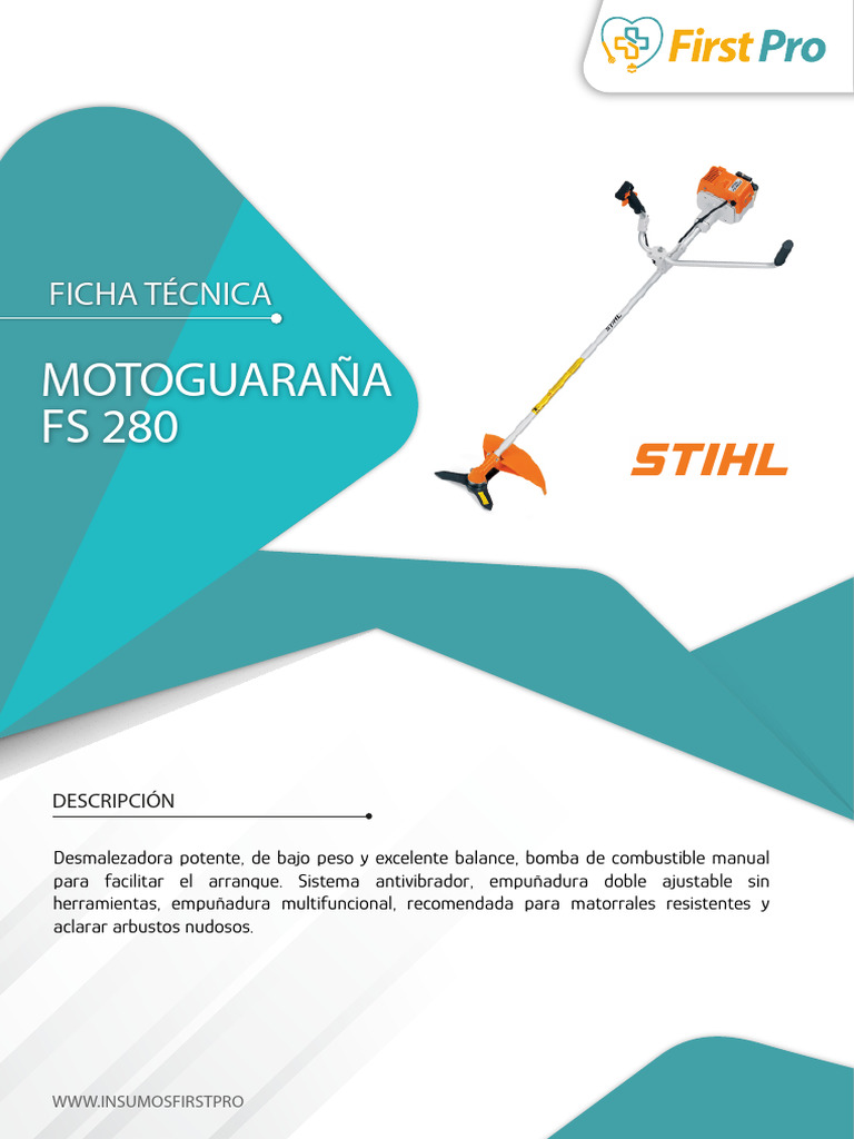 Desmalezadora Stihl FS 280: Ficha Técnica | PDF | Ingeniería mecánica