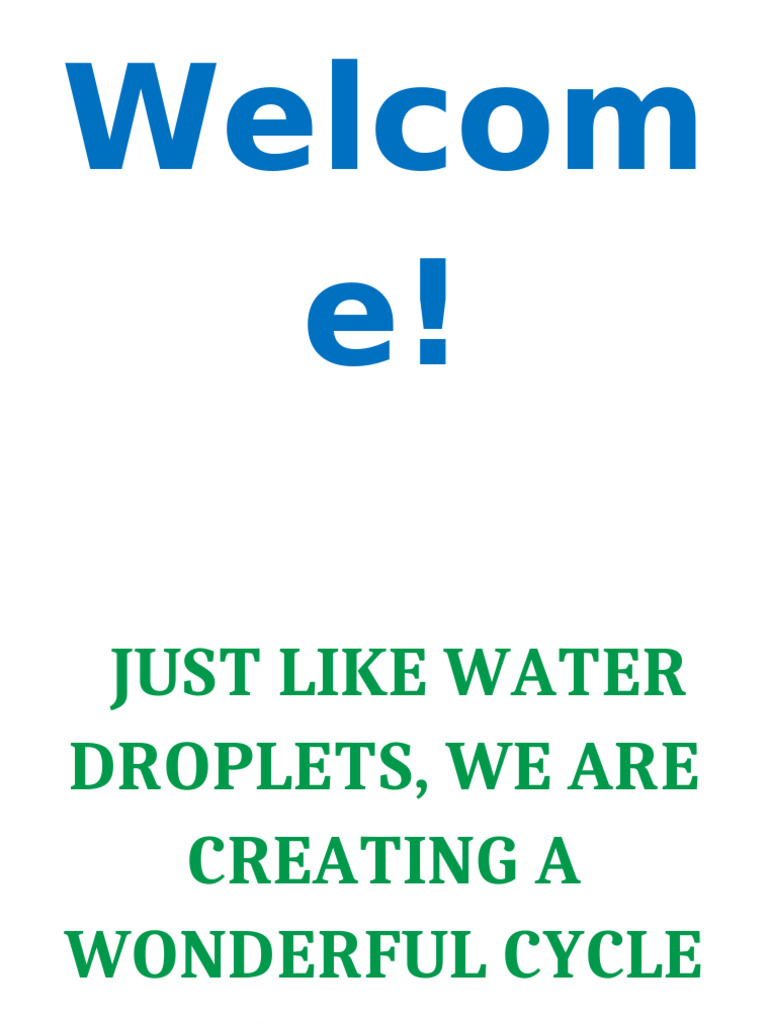 Welcome Water Droplets Title | PDF