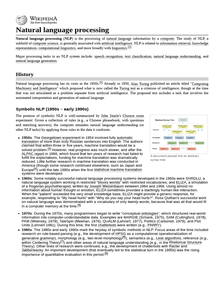 History of Natural Language Processing | PDF | Word | Parsing