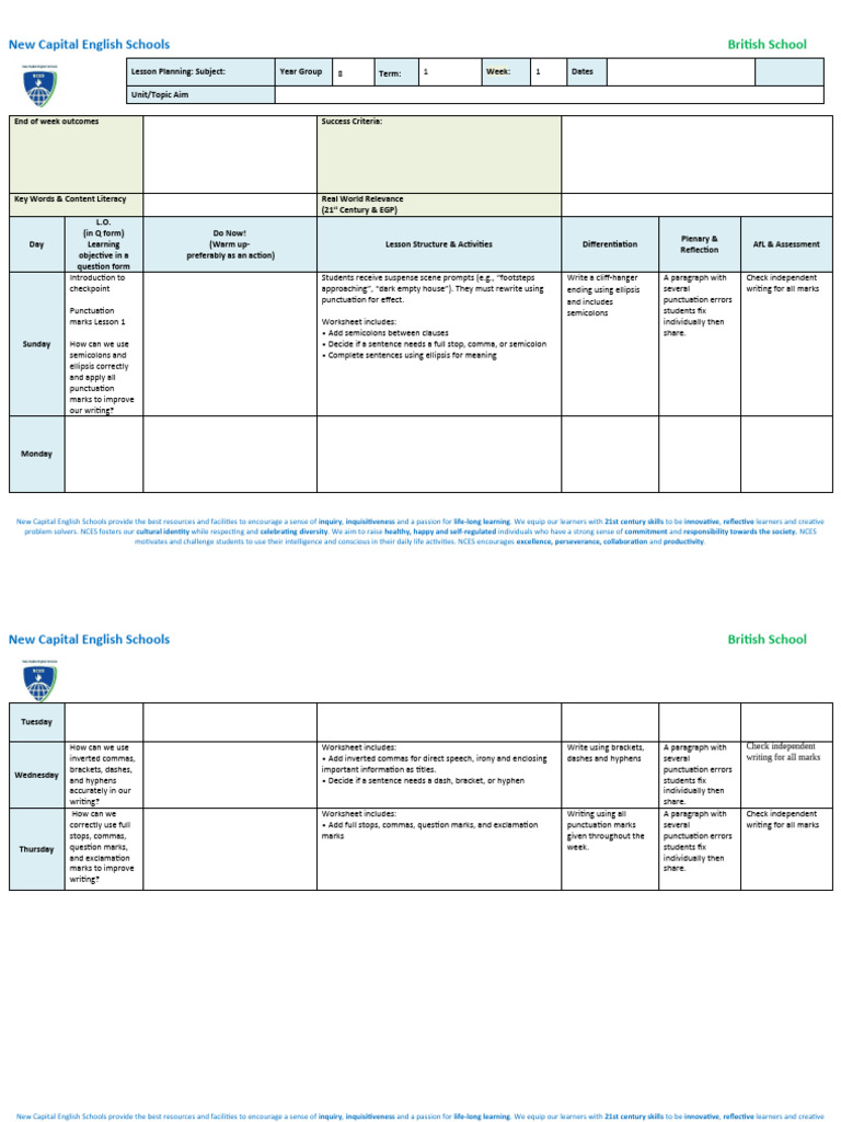 Punctuation Mastery Lesson Plans | PDF | Learning | Educational Assessment