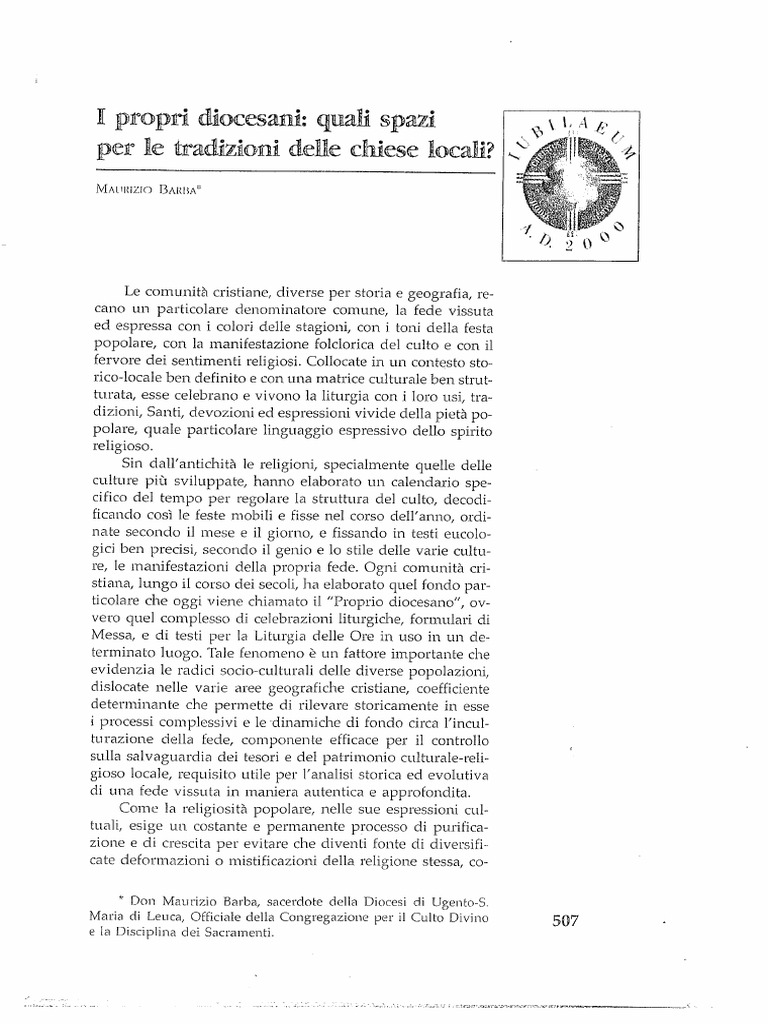 02 - Barba, I Propri Diocesani Quali Spazi Per Le Tradizioni Delle ...