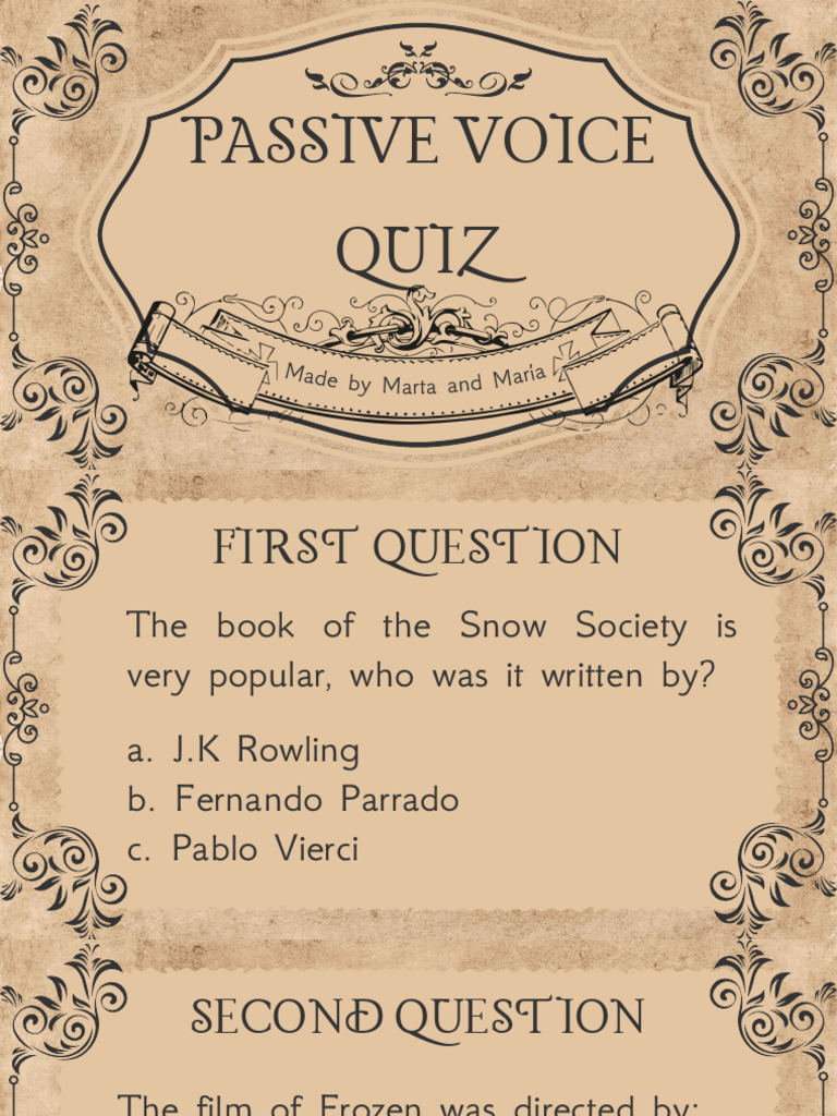 Passive Voice Quiz Questions | PDF