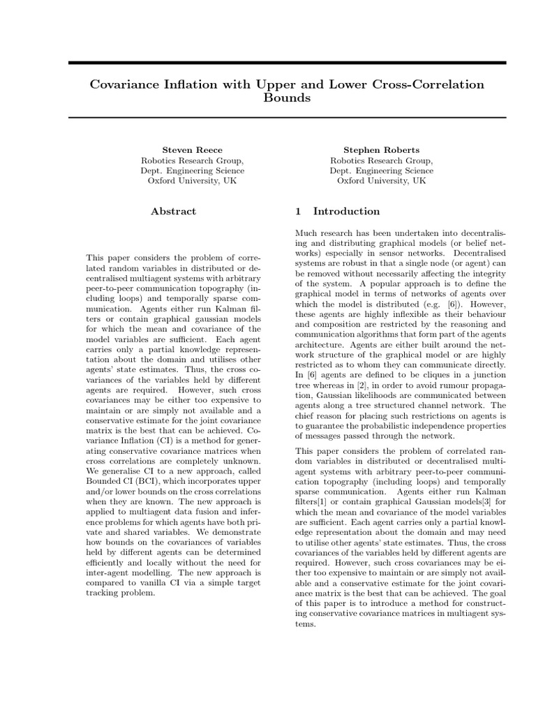 Covariance Inflation With Upper and Lower Cross-Correlation Bounds | PDF | Covariance | Kalman ...