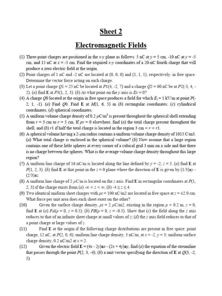 Electromagnetic Field Charge Problems | PDF | Coordinate System ...