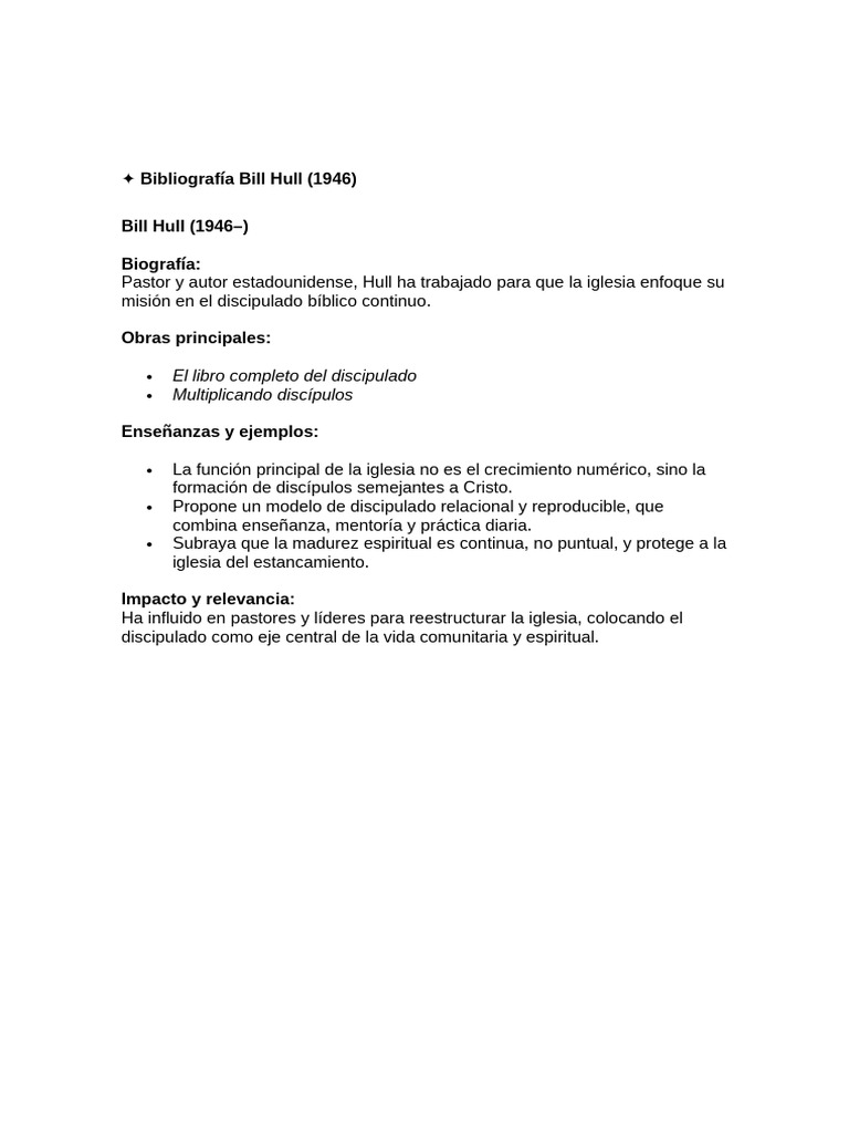 Bill Hull: Discipulado en EE. UU. | PDF