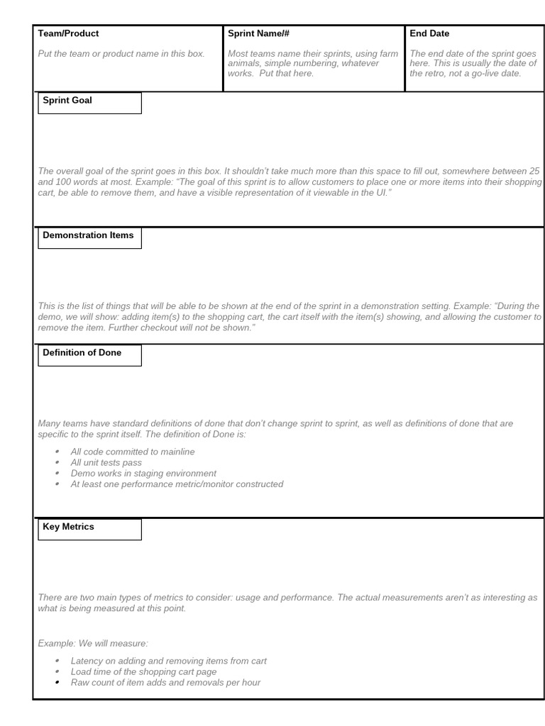 Sprint Planning Worksheet | PDF