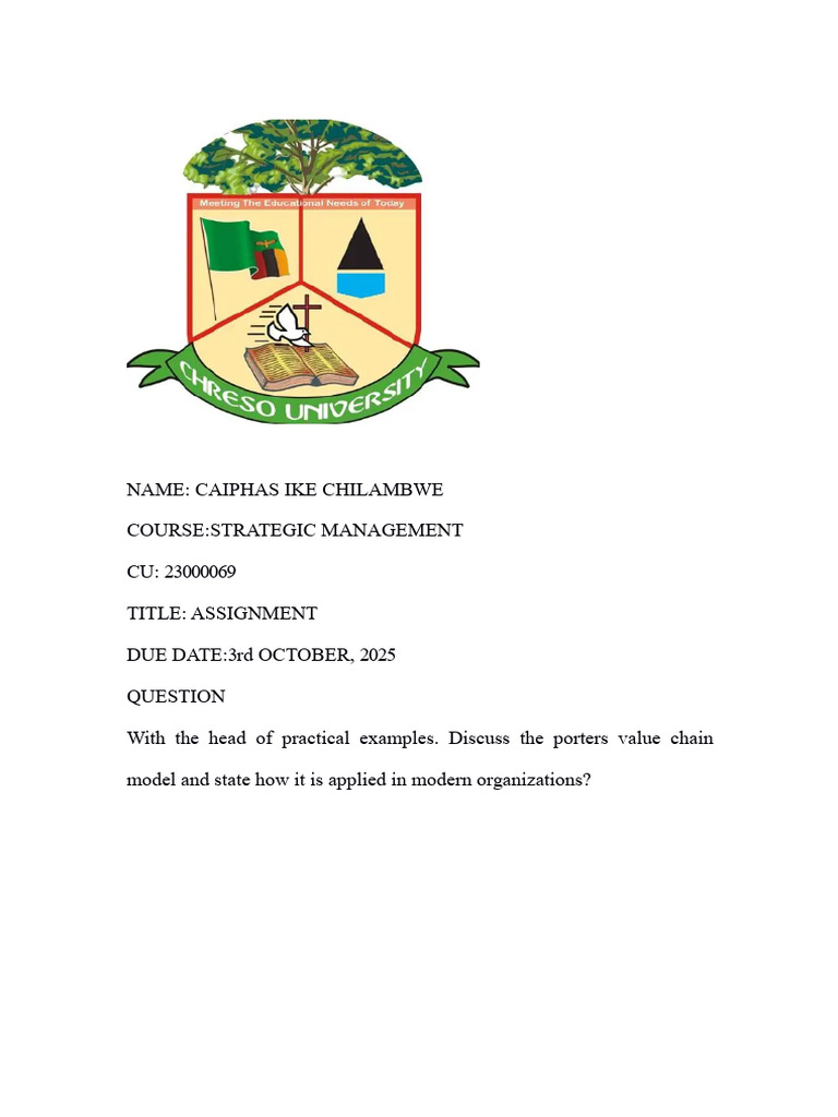Caiphas Ike Chilambwe | PDF | Logistics | Value Chain