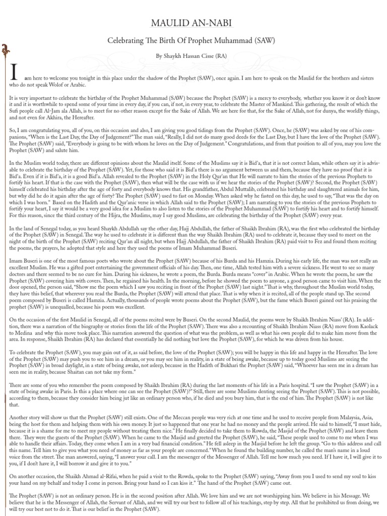 Mawlid An-Nabi | PDF | Muhammad | Monotheism