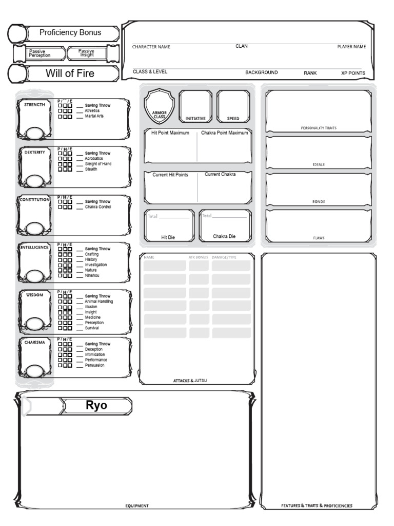 Shikaru Nara Character Sheet | PDF