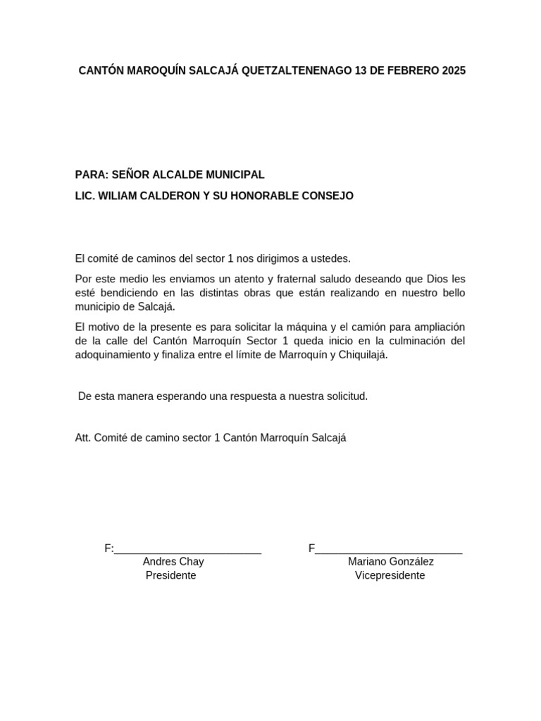 Cantón Maroquín Salcajá Quetzaltenenago de Febrero 2025 | PDF