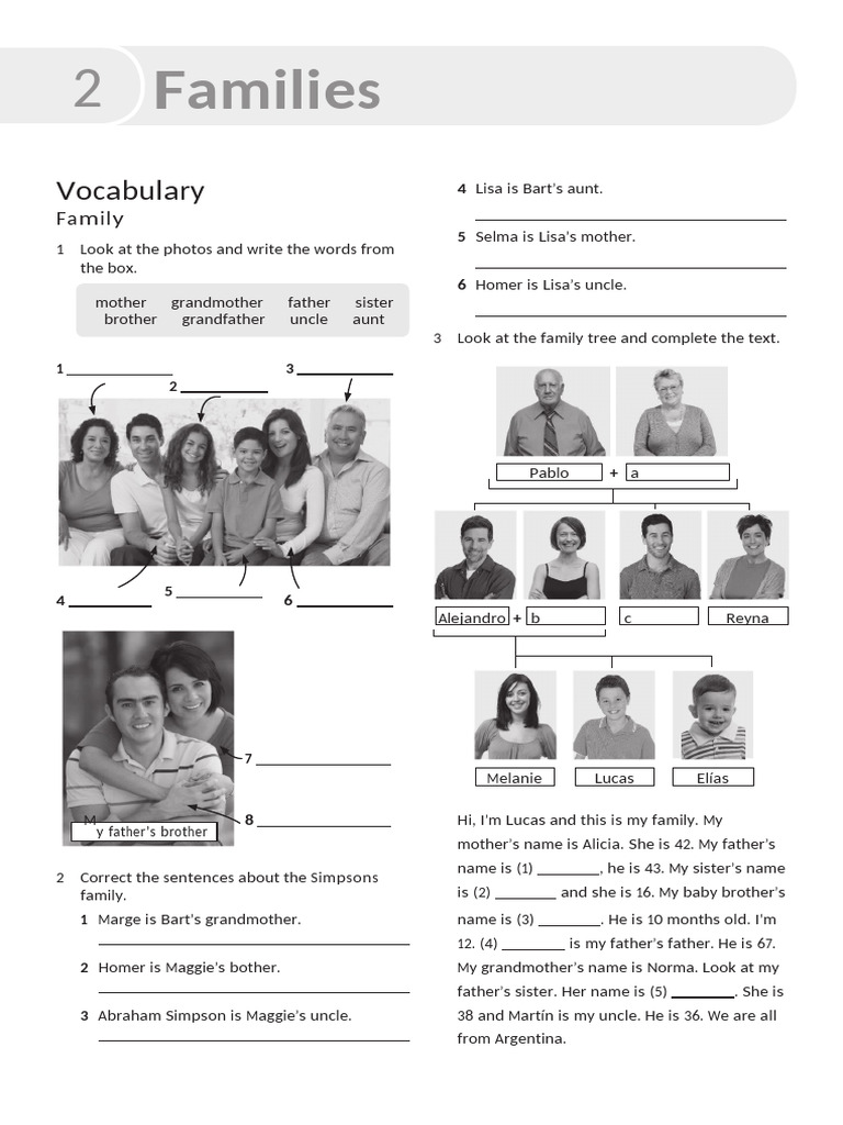 Family Vocabulary and Grammar Exercises | PDF | Television Series ...